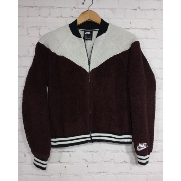 Nike | Jackets & Coats | Nike Sportswear Sherpa Fuzzy Bomber Jacket ...